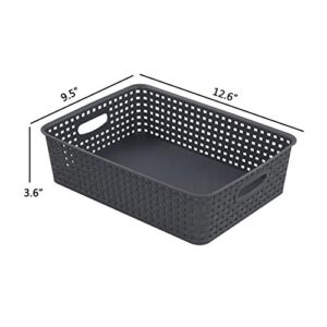 Easymanie Grey Plastic Basket Tray, A4 Paper Baskets, Pack of 5