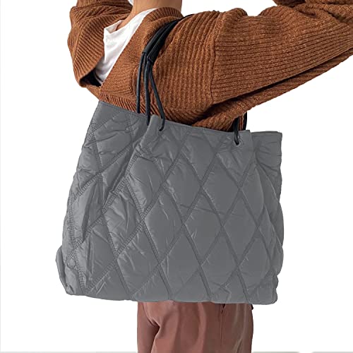 Lightweight (Grey) Tote bag for Women, Fits anywhere Soft Quilted Padding Bag