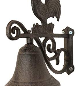 Ebros Gift Cast Iron Rustic Vintage Western Farmhouse Rooster Chicken Door Wall Dinner Yard Bell Outdoor Southwestern Farm Cowboy Cowgirl Accent Bells