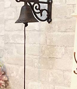 Ebros Gift Cast Iron Rustic Vintage Western Farmhouse Rooster Chicken Door Wall Dinner Yard Bell Outdoor Southwestern Farm Cowboy Cowgirl Accent Bells