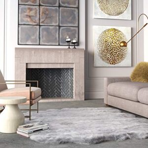 abacasa gloss dark grey faux fur area rug