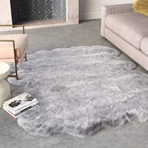 Abacasa Gloss Dark Grey Faux Fur Area Rug