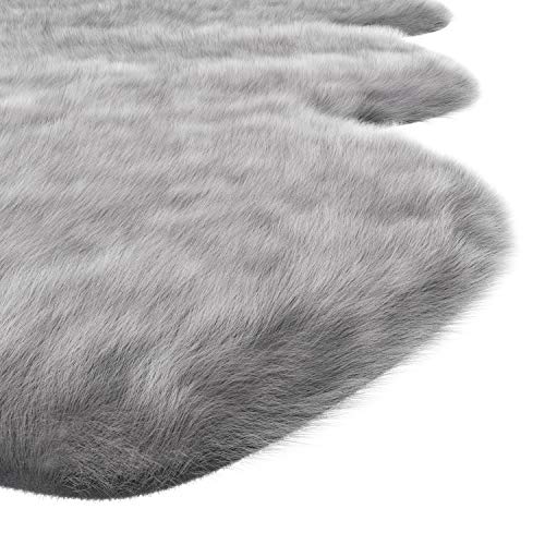 Abacasa Gloss Dark Grey Faux Fur Area Rug