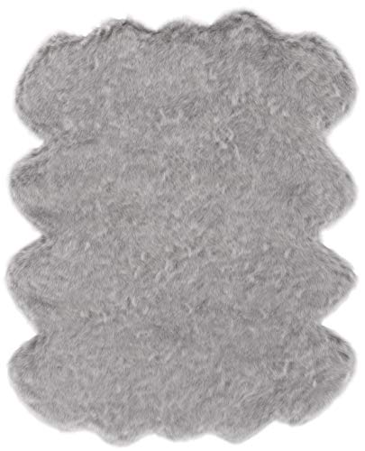 Abacasa Gloss Dark Grey Faux Fur Area Rug