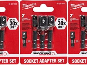 Milwaukee 48-32-5033 Power Drill Bit Extensions Shockwave Socket Adapter Set, 1/4", 3 Pack