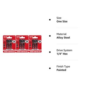 Milwaukee 48-32-5033 Power Drill Bit Extensions Shockwave Socket Adapter Set, 1/4", 3 Pack