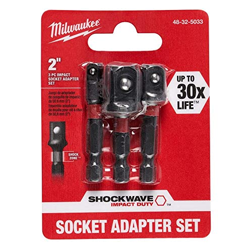 Milwaukee 48-32-5033 Power Drill Bit Extensions Shockwave Socket Adapter Set, 1/4", 3 Pack