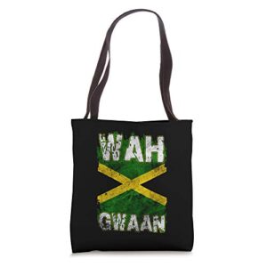 jamaica shirt wah gwaan rasta cool distressed jamaican flag tote bag