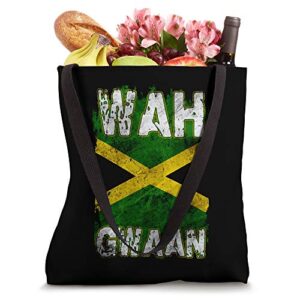 Jamaica Shirt Wah Gwaan Rasta Cool Distressed Jamaican Flag Tote Bag