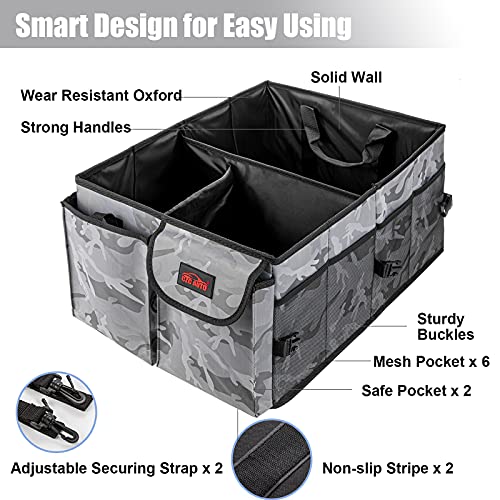 CZC AUTO Car Trunk Organizer Premium Collapsible/Foldable Cargo Trunk Storage Organizer with 3 Compartments, Large Capacity for Car SUV Truck