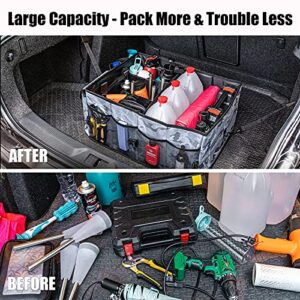 CZC AUTO Car Trunk Organizer Premium Collapsible/Foldable Cargo Trunk Storage Organizer with 3 Compartments, Large Capacity for Car SUV Truck