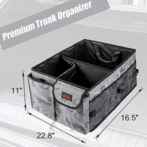 CZC AUTO Car Trunk Organizer Premium Collapsible/Foldable Cargo Trunk Storage Organizer with 3 Compartments, Large Capacity for Car SUV Truck