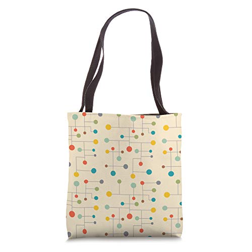 Mid Century Modern Dots n Lines Art Pattern Tote Bag