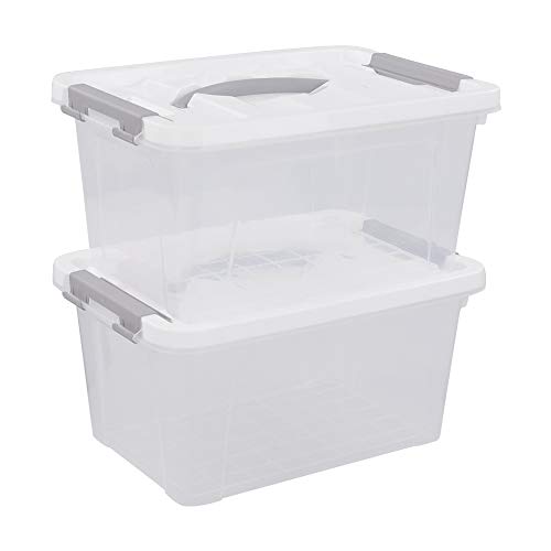 Saedy Clear Plastic Storage Bins/Containers, Multi-purpose Storage Box 6 Quart, Set of 2