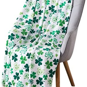 St. Patrick's Day Soft Throw Blanket: Greens of Ireland Clovers and Shamrocks Design (Shamrock Shenanigans)