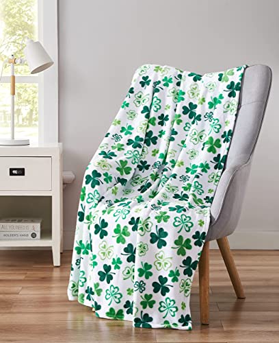 St. Patrick's Day Soft Throw Blanket: Greens of Ireland Clovers and Shamrocks Design (Shamrock Shenanigans)