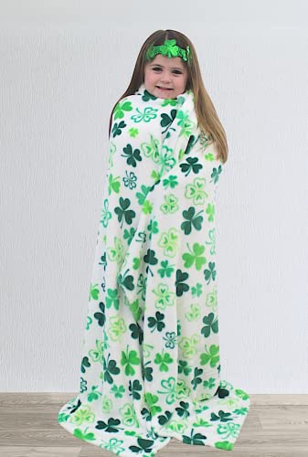 St. Patrick's Day Soft Throw Blanket: Greens of Ireland Clovers and Shamrocks Design (Shamrock Shenanigans)