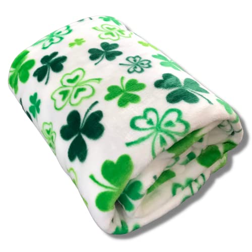 St. Patrick's Day Soft Throw Blanket: Greens of Ireland Clovers and Shamrocks Design (Shamrock Shenanigans)