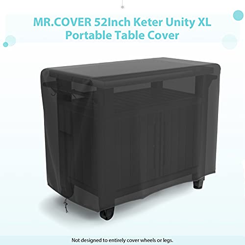 MR. COVER Prep Table Cover for 52 Inch Keter Unity XL Portable Outdoor Table, Heavy Duty Waterproof Fabric, Rip-Stop and Weather-Resistant