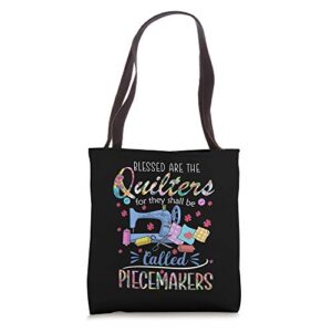 quilting tshirt blessed are piecemakers gifts for quilters tote bag