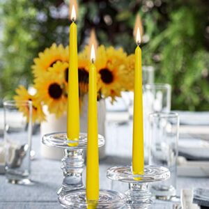 BOLSIUS Yellow Taper Candles - 12 Pack Individually Wrapped Unscented 10 Inch Dinner Candle Set - 8 Burn Hours - Premium European Quality - Smokeless & Dripless Household Wedding & Party Candlesticks