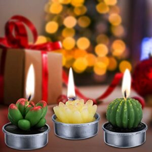 Cactus Tealight Candles(18 Pcs Gift Boxed), Artificial Succulents Decorative Tea Light Candles ,Perfect for Birthday Wedding Party Home Decor