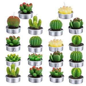 Cactus Tealight Candles(18 Pcs Gift Boxed), Artificial Succulents Decorative Tea Light Candles ,Perfect for Birthday Wedding Party Home Decor