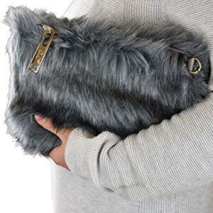 C.C Women's Evening Faux Fur Fuzzy Crossbody Shoulder Bag Clutch Purse, Furry Dark Gray