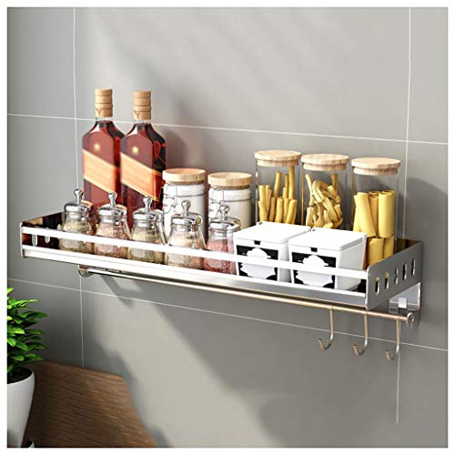 GLJ Floating Shelves Kitchen Shelf, Fully Polished Wall-Mounted Stainless Steel Spice Rack, Strong Load-Bearing Capacity, Can Be Installed on Ceramic Tiles and Marble (Size : 50cm)