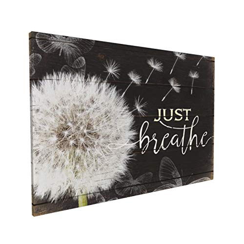 Just Breathe Wall Art Rustic Dandelion Canvas Black And White Flower Floral Painting Botanical Picture Giclee Matte Prints Home Decor For Kitchen Bedroom Living Room Bathroom 16x24 Inch…