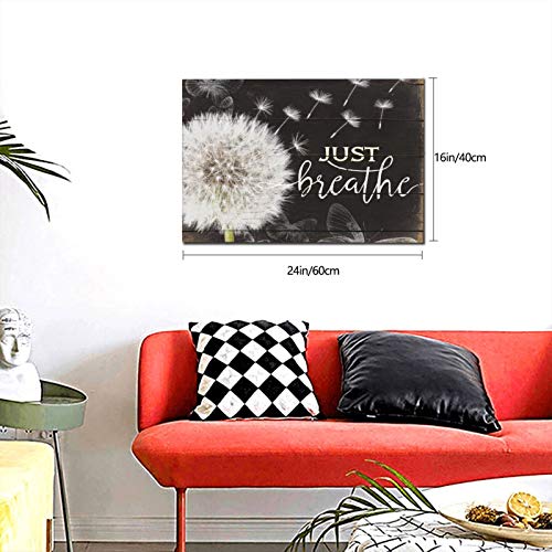 Just Breathe Wall Art Rustic Dandelion Canvas Black And White Flower Floral Painting Botanical Picture Giclee Matte Prints Home Decor For Kitchen Bedroom Living Room Bathroom 16x24 Inch…