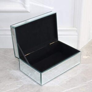 Qmdecor Luxury Silver Crushed Diamond Glass Mirrored Jewelry Box Organizer Storage Jewelry Box For Women