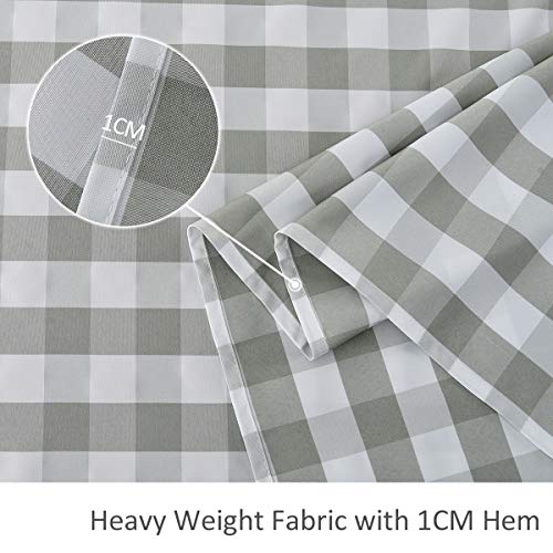 maxmill Rectangle Checkered Tablecloth Waterproof Spillproof Wrinkle Resistant Buffalo Plaid Heavy Weight Table Cloth Gingham Table Cover for Outdoor and Indoor Use, 52 x 70 Inch Grey and White