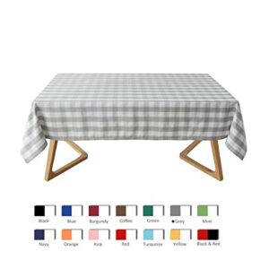 maxmill Rectangle Checkered Tablecloth Waterproof Spillproof Wrinkle Resistant Buffalo Plaid Heavy Weight Table Cloth Gingham Table Cover for Outdoor and Indoor Use, 52 x 70 Inch Grey and White