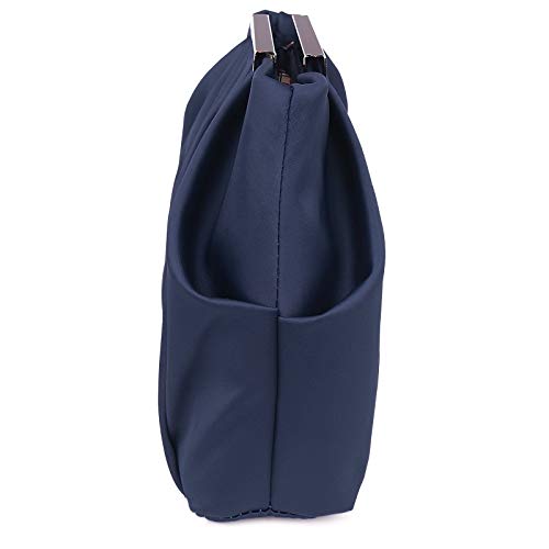 expouch Womens Pleated Satin Evening Handbag Clutch Navy Clutch Purse With Detachable Chain Strap Wedding Cocktail Party Bag