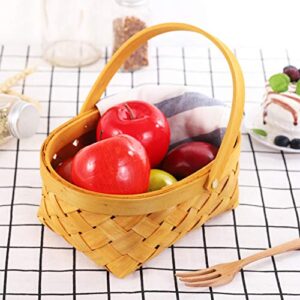 VOSAREA Woven Basket with Handles Storage Basket Rattan Portable Handmade Storage Container Woven Basket Shopping Basket for Dorm Office Home Garden Basket