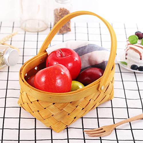 VOSAREA Woven Basket with Handles Storage Basket Rattan Portable Handmade Storage Container Woven Basket Shopping Basket for Dorm Office Home Garden Basket