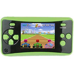 higokids handheld game for kids portable retro video game player built-in 182 classic games 2.5 inches lcd screen family recreation arcade gaming system birthday present for children-green