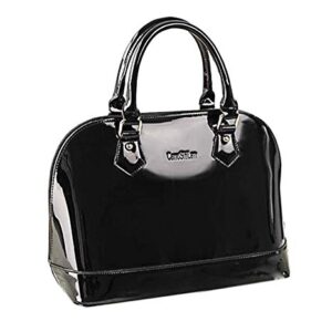 Yan Show Women's Satchel Purse Large Tote Lady Shoulder Bag Patent Leather Handbag Top Handle Shell Bag (black-1)