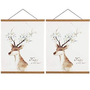 2 pack magnetic poster hanger frame, 20×28 20×30 20×26 light wood wooden magnet canvas artwork print dowel poster hangers frames hanging kit (teak wood, 20″, 2 packs)