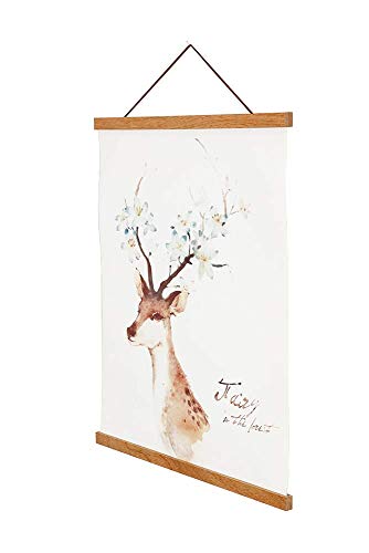 2 Pack Magnetic Poster Hanger Frame, 20x28 20x30 20x26 Light Wood Wooden Magnet Canvas Artwork Print Dowel Poster Hangers Frames Hanging Kit (Teak Wood, 20", 2 Packs)