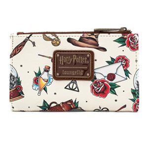 loungefly harry potter tattoo print faux leather bi-fold wallet