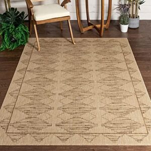 well woven medusa vidar trellis diamond pattern indoor/outdoor beige flatweave 7’10” x 10’6″ area rug