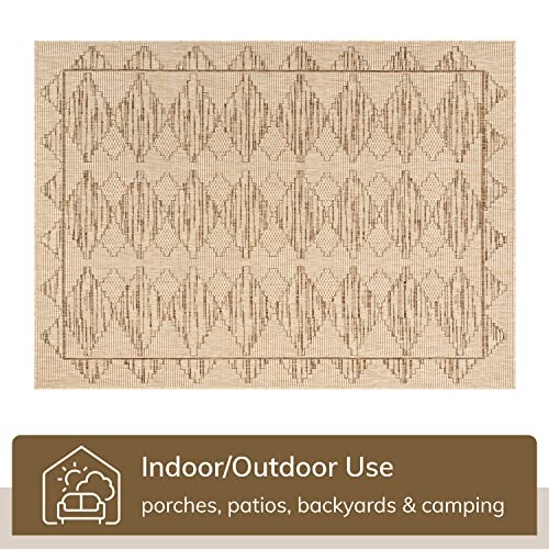 Well Woven Medusa Vidar Trellis Diamond Pattern Indoor/Outdoor Beige Flatweave 7'10'' x 10'6" Area Rug