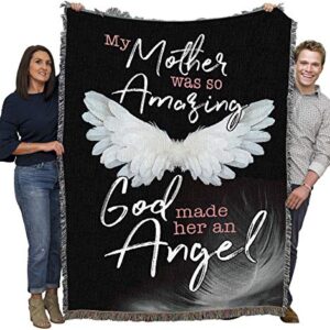 My Mother was So Amazing God Made Her an Angel Blanket - Sympathy Bereavement Gift Tapestry Throw Woven from Cotton - Made in The USA (72x54)