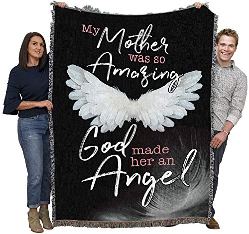 My Mother was So Amazing God Made Her an Angel Blanket - Sympathy Bereavement Gift Tapestry Throw Woven from Cotton - Made in The USA (72x54)