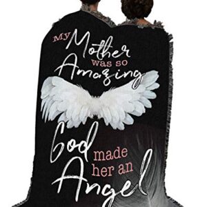 My Mother was So Amazing God Made Her an Angel Blanket - Sympathy Bereavement Gift Tapestry Throw Woven from Cotton - Made in The USA (72x54)