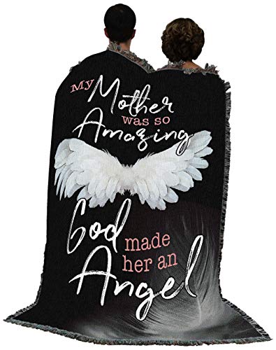 My Mother was So Amazing God Made Her an Angel Blanket - Sympathy Bereavement Gift Tapestry Throw Woven from Cotton - Made in The USA (72x54)