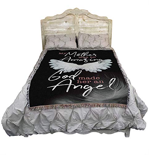 My Mother was So Amazing God Made Her an Angel Blanket - Sympathy Bereavement Gift Tapestry Throw Woven from Cotton - Made in The USA (72x54)