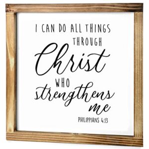 i can do all things through christ wall art sign 12×12 inch, christian wall art, bible verse wall decor scripture wall art philippians 4 13 wall decor wooden bible verse sign farmhouse wall décor